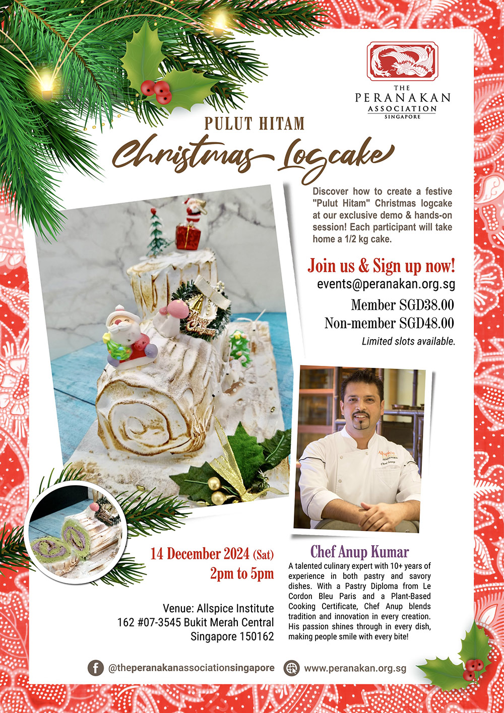 14 December 2024 (Sat) 2 - 5p.m. Make your own pulut hitam Christmas ...